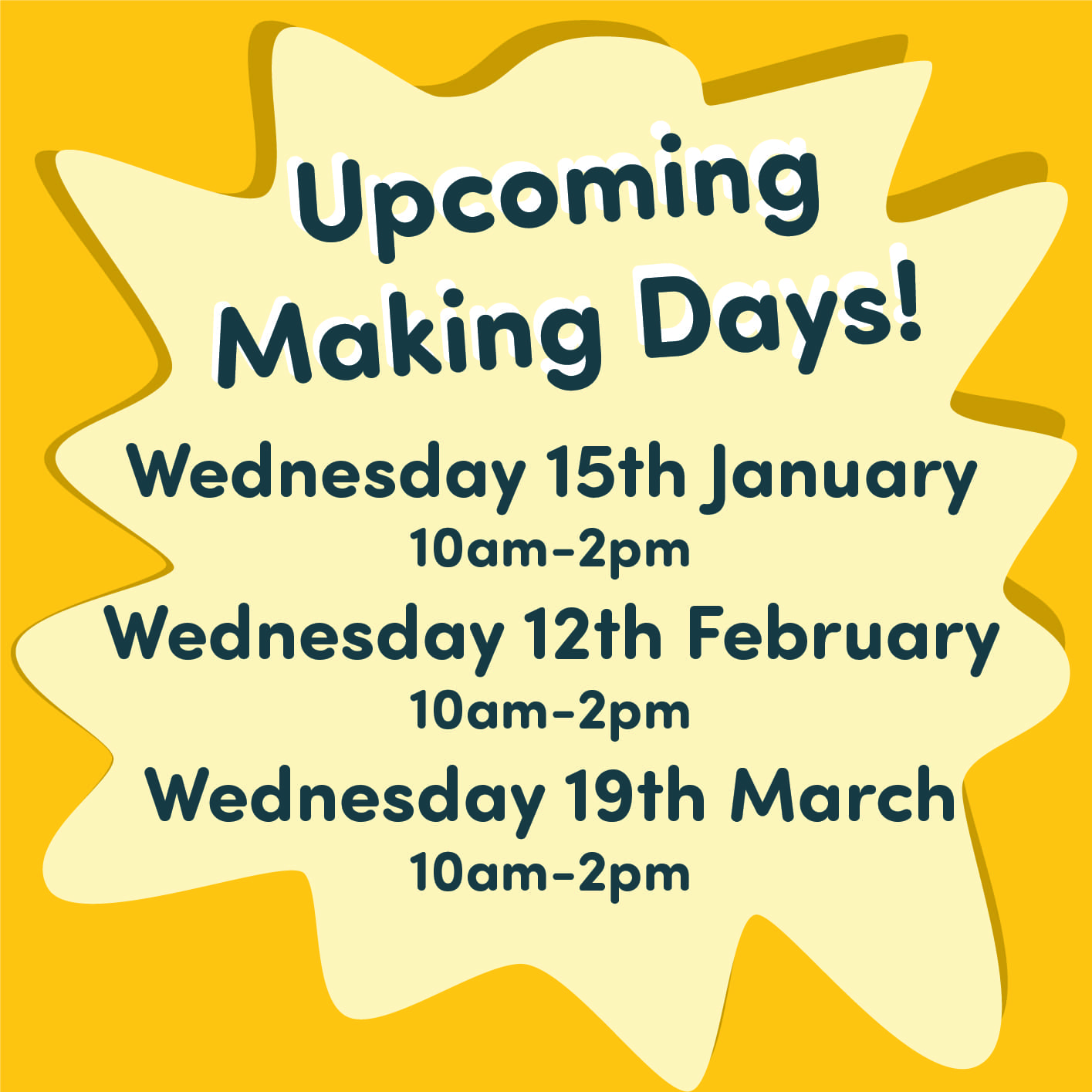 Upcoming Making Days - Growing Me CIC